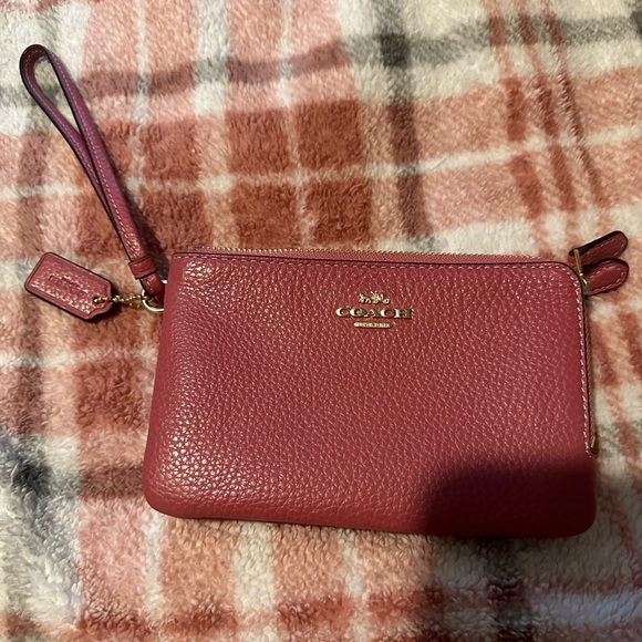 Coach | Bags | Coach Large Double Zip Wallet Wristlet Clutch 87587 Rose ...